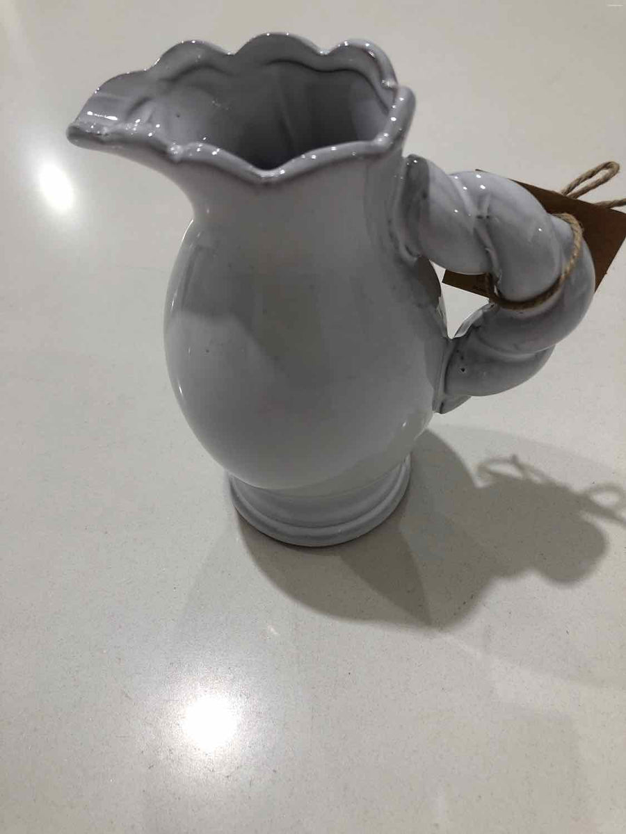 Mudpie White Twisted Handle Ceramic Pitcher – True Fashionistas